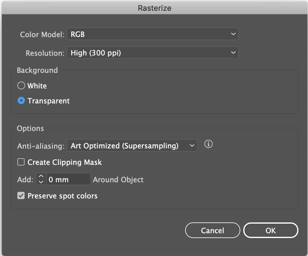 Rasterize Objects (Convert Vector Design to Bitmap)